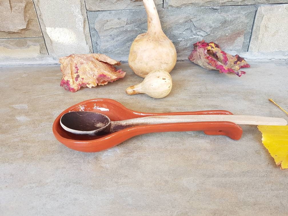 Ceramic Spoon Stand and Wooden Spoon Antique Stand Clay - Etsy Singapore
