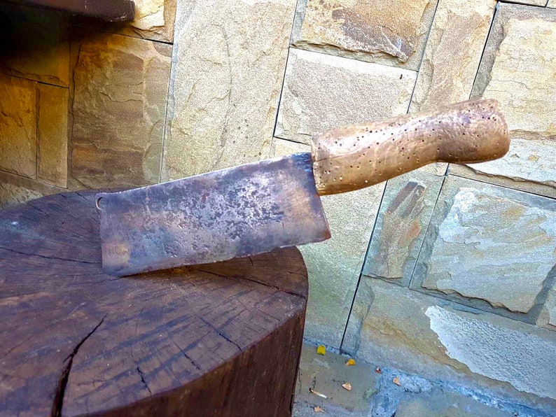 Vintage Heavy Cleaver,primitive Meat Chopper,hand Forged Steel,solid ...