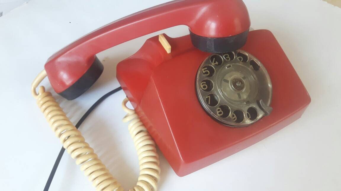 Vintage Rotary Telephone Red Rotary Phone - Etsy