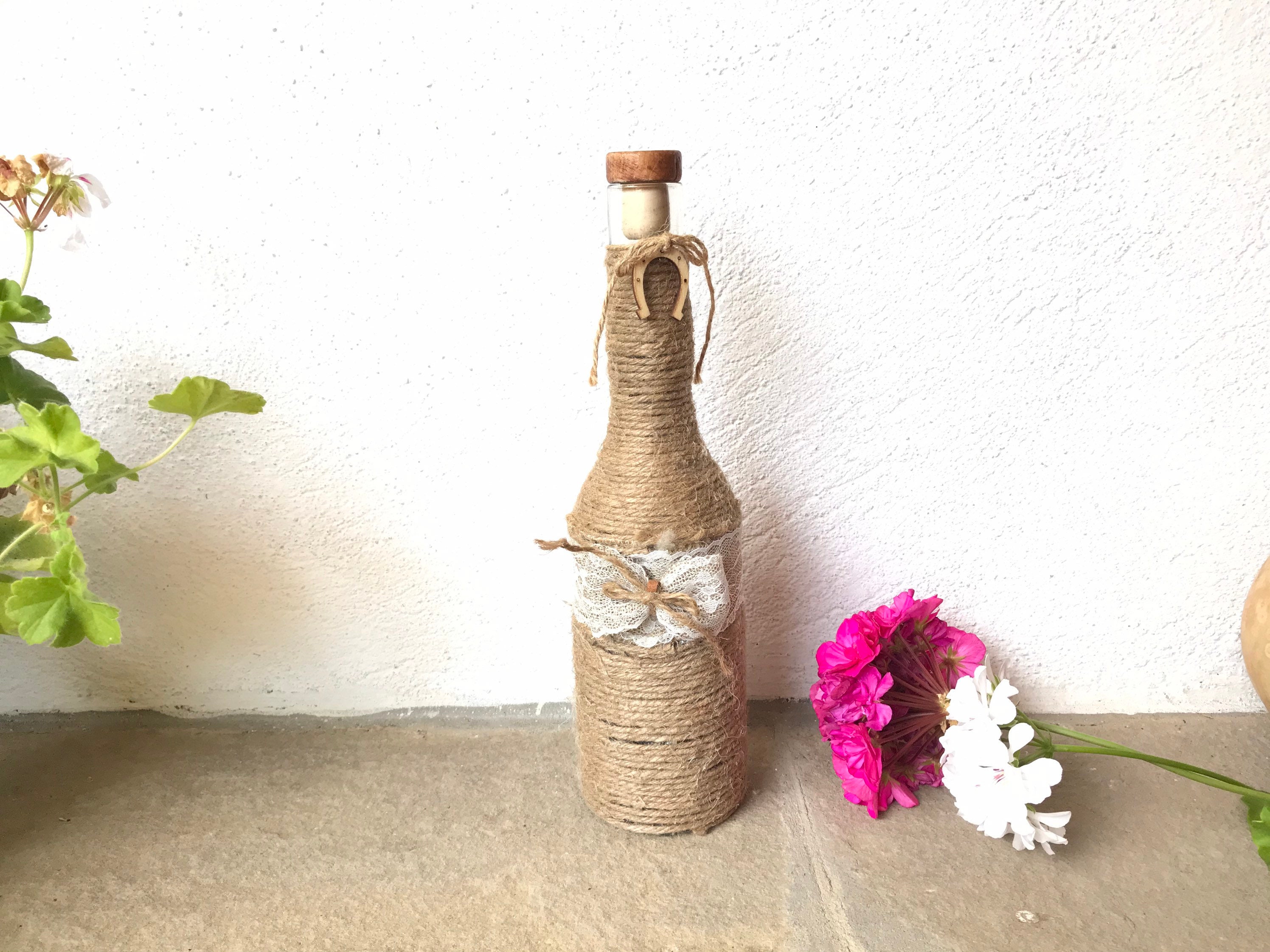 Beautiful Bottle With Twine and Sackcloth Handmade Bottle - Etsy Denmark
