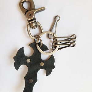 Cross Keychain Keyring Silver Cross Leather Key Fob | Etsy