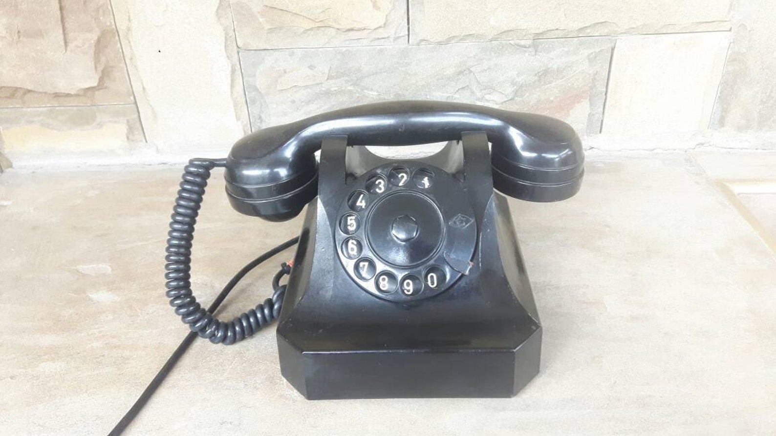 Vintage Black Phone, Vintage 60s Black Bakelite Rotary Telephone ...