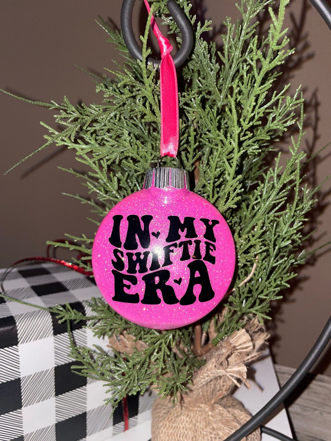 In My Swiftie Era Pink Glitter Round Shatterproof Ornament - Etsy