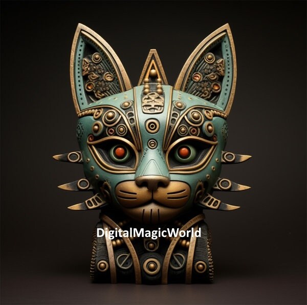 Mayan Wall Art / Mayan Cat Art / Mayan Animal /digital Print / Mayan ...