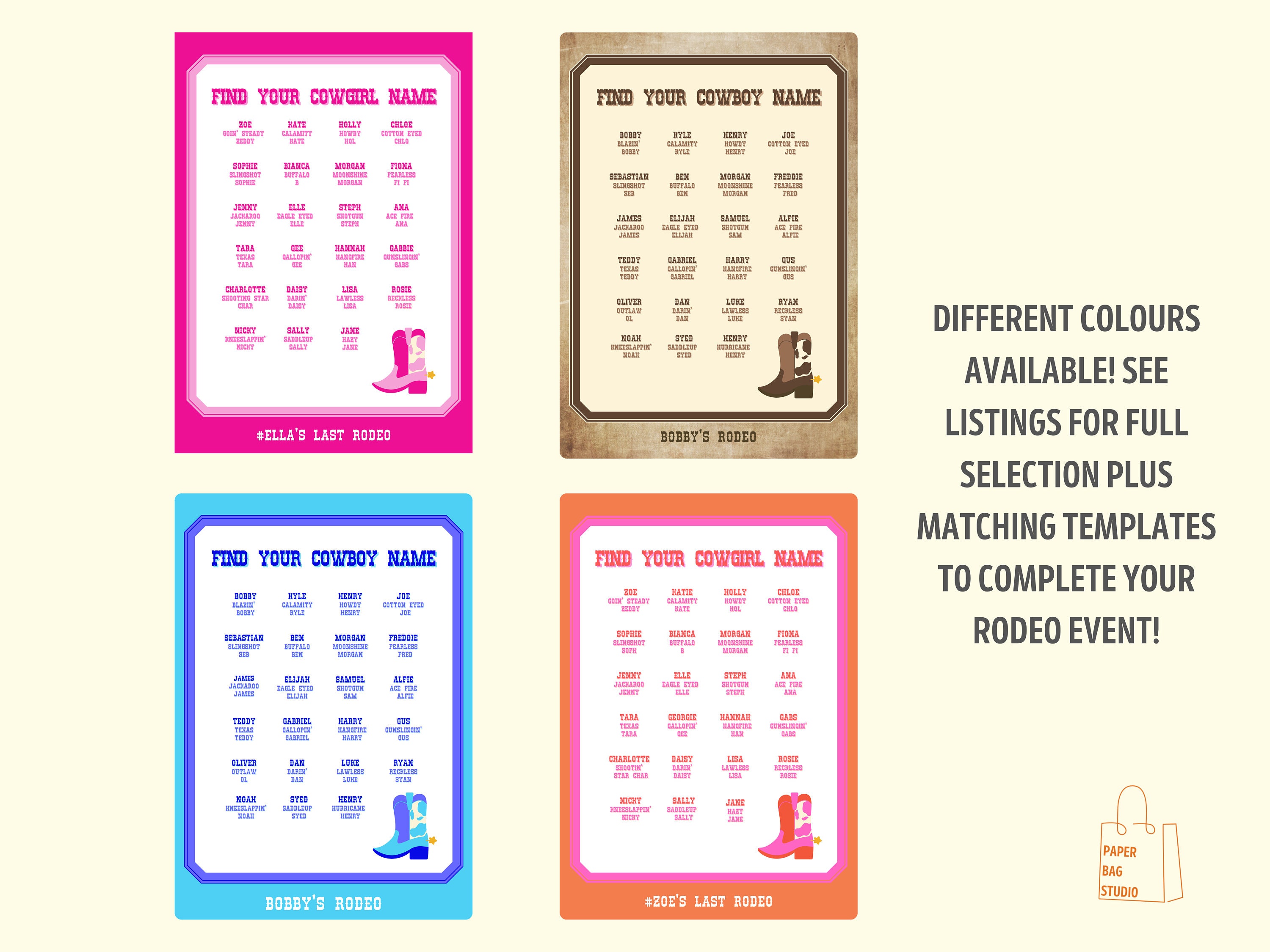 Editable Cowgirl Name Poster Digital Download Hot Pink Print at Home ...