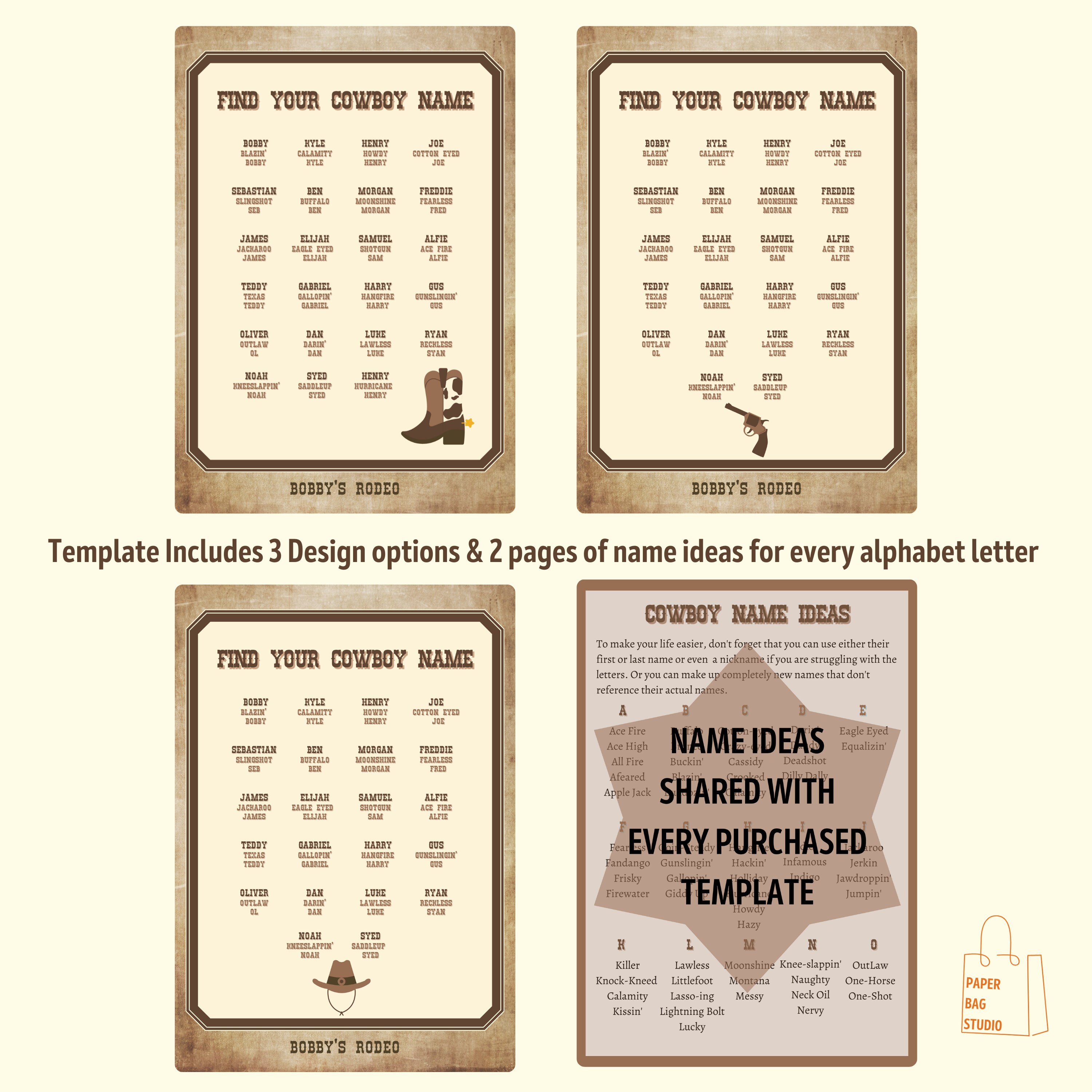 Editable Cowboy Western Name Poster Digital Download | Print at Home ...