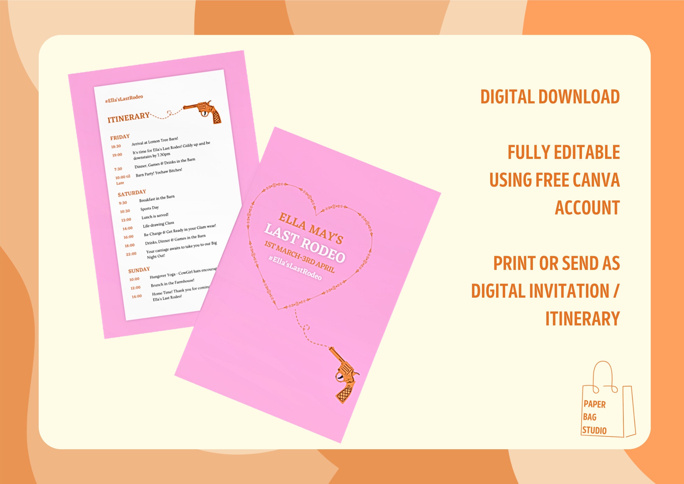 Editable Last Rodeo Itinerary Template Cowgirl Hen Do, Bachelorette ...