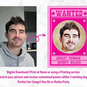 Custom Hot Pink WANTED Poster With Photo Upload Digital Download send ...