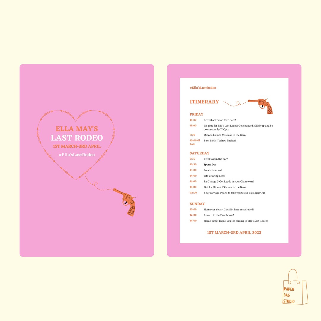 Editable Last Rodeo Itinerary Template Cowgirl Hen Do, Bachelorette ...