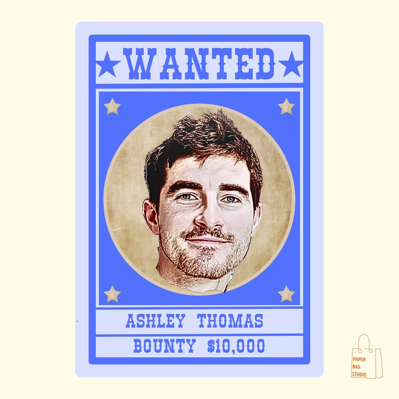 Custom Blue WANTED Poster With Photo Upload Digital Download send in ...