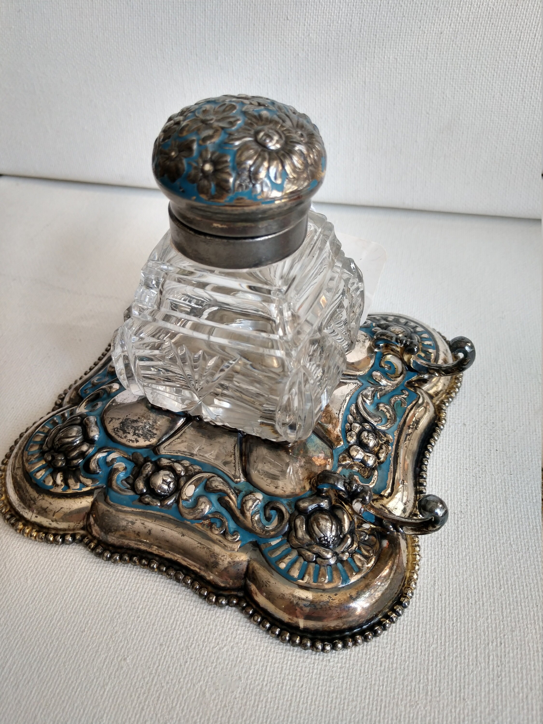 Unique Silver Plated Webster Ink Stand Has a Lovely Elaborately ...