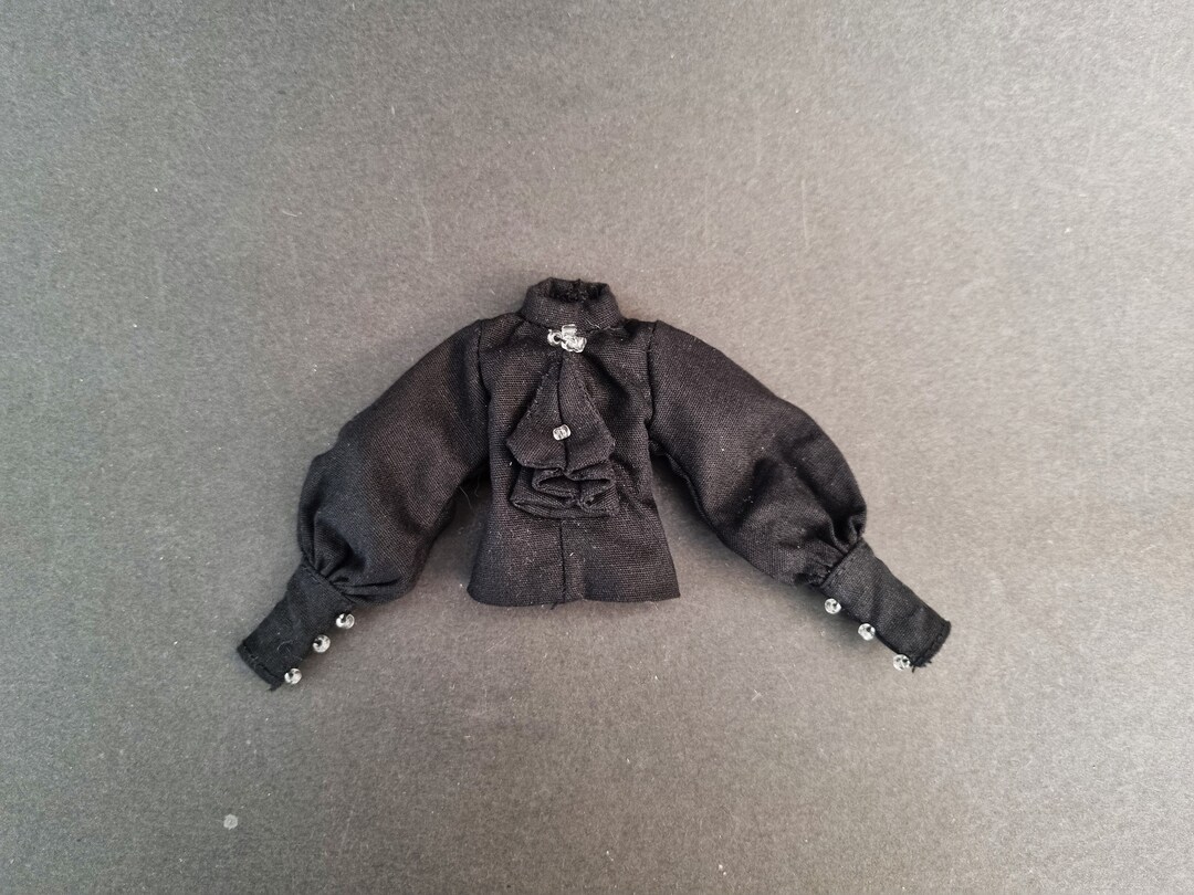 Boys Gothic Black Blouse With Jabot Neck Tie and Long Sleeves - Monster ...