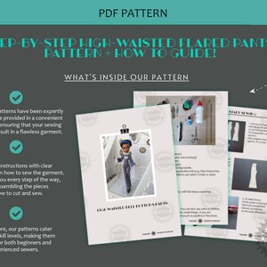 Sewing Pattern for Doll Flared Pants With High Waisted Bell-bottoms or ...