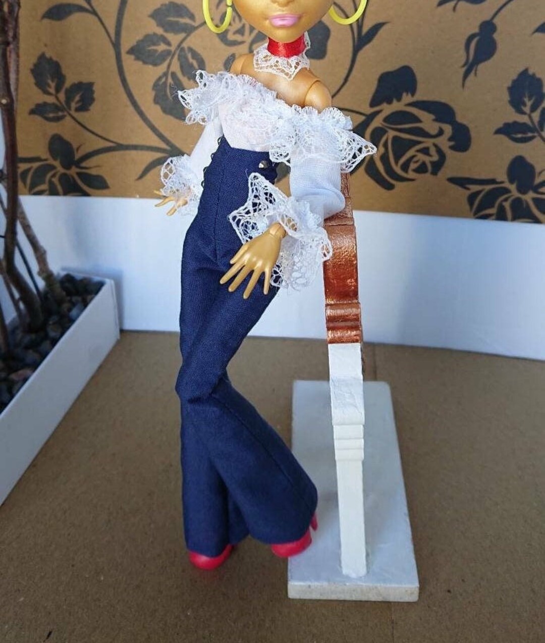 Navy Blue High-waisted Flared Trousers in Steampunk Style - Monster ...