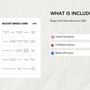 2025 Bingo Card Vision Board | Digital Download - Etsy