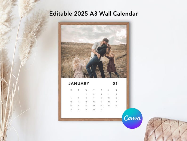 2025 Minimalistic A3 Wall Calendar - Customizable & Personalized Photo ...