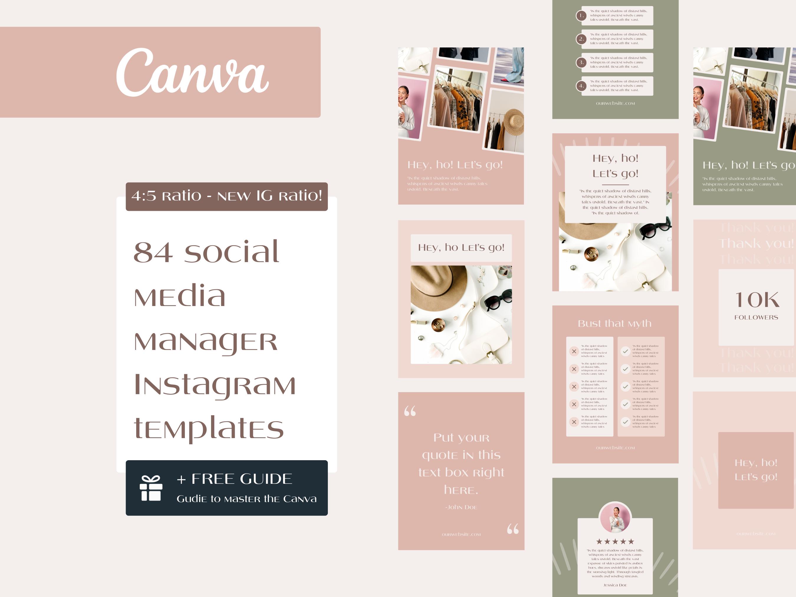 Instagram Social Media Templates | 84 Canva Designs | New 4:5 Format ...
