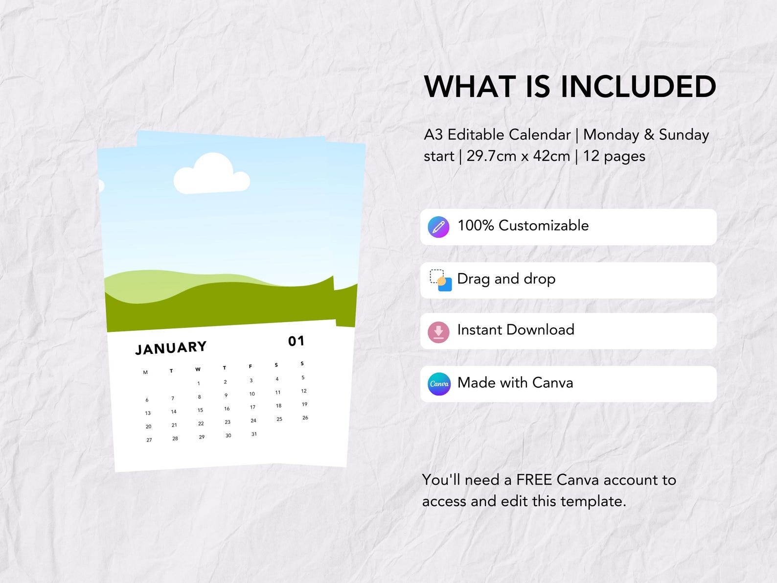 2025 Minimalistic A3 Wall Calendar - Customizable & Personalized Photo ...