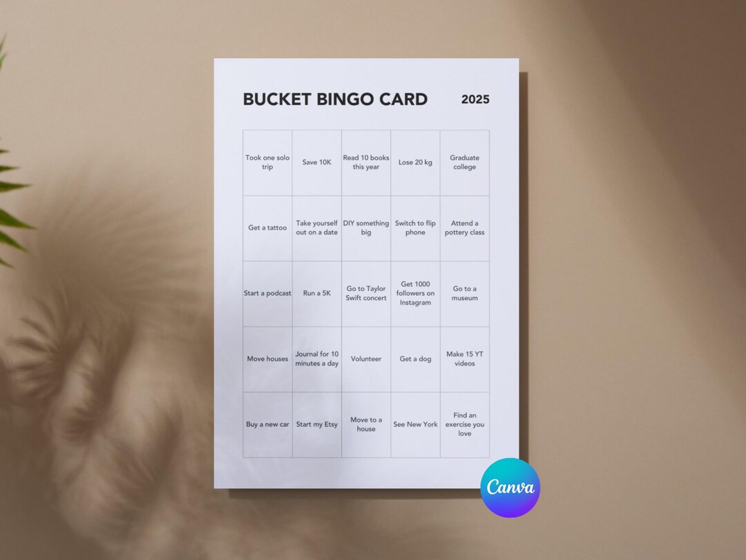 2025 Bingo Card Vision Board | Digital Download - Etsy