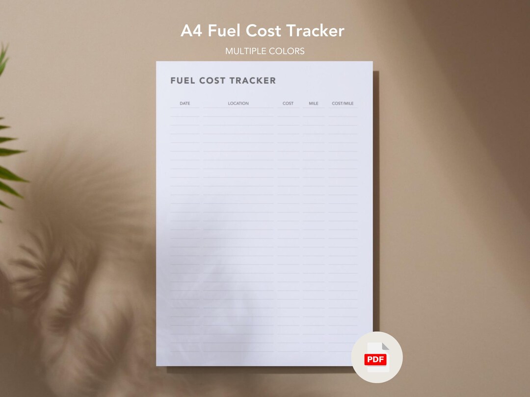 Fuel Cost Tracker Printable, Vehicle Fuel Cost per Mile, Fuel Expense ...