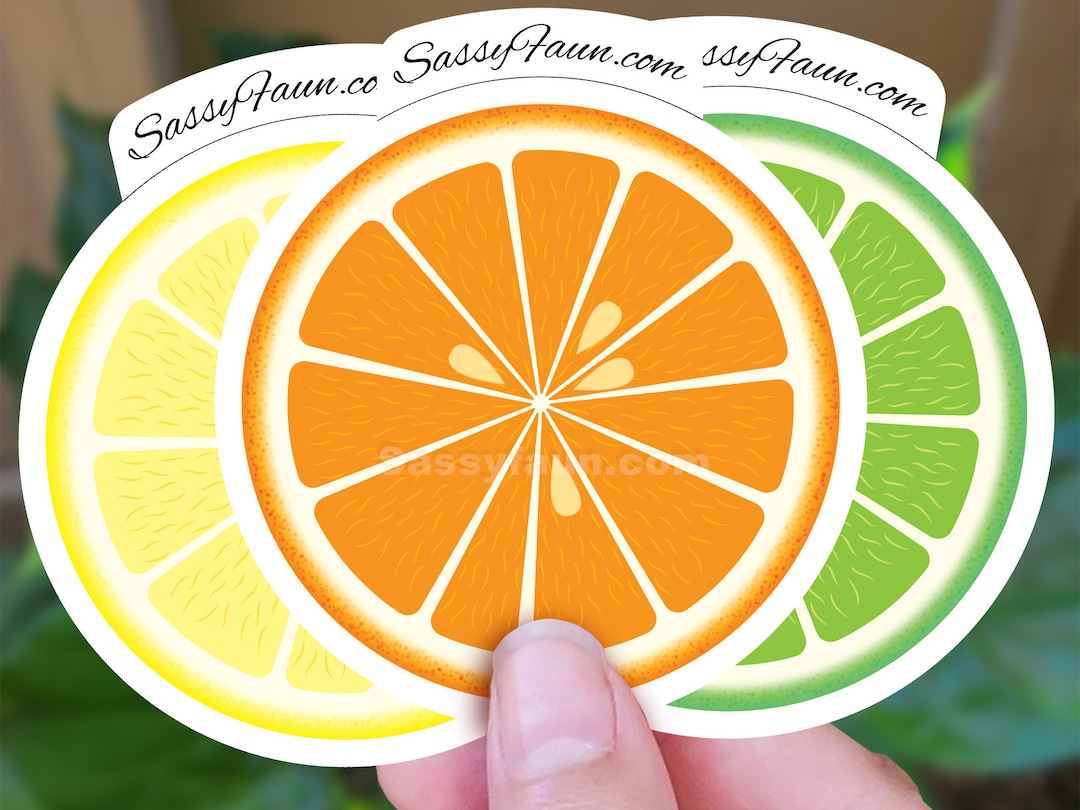 Lemon Orange Lime Stickers Citrus Fruit Waterproof Sticker - Etsy UK