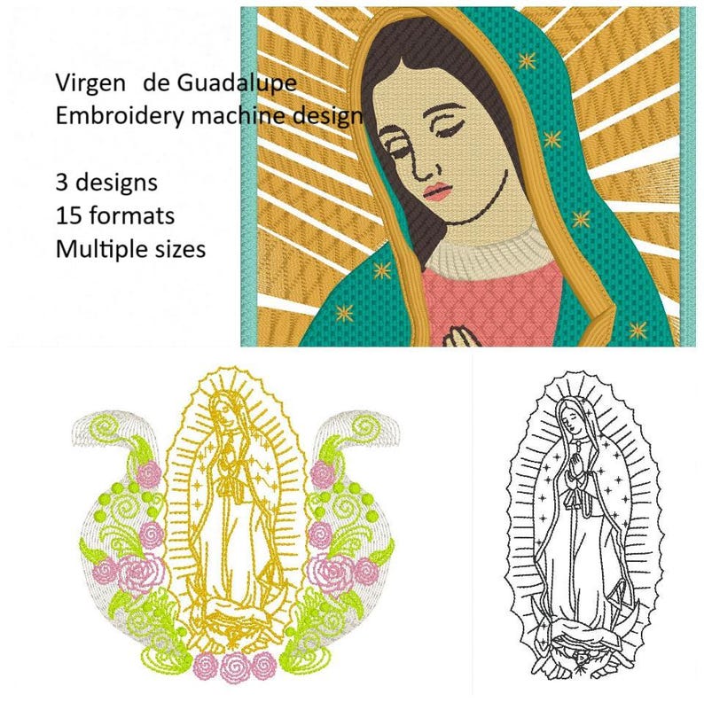 Virgen of Guadalupe 3 Machine Embroidery Designs, Multiple Sizes - Etsy