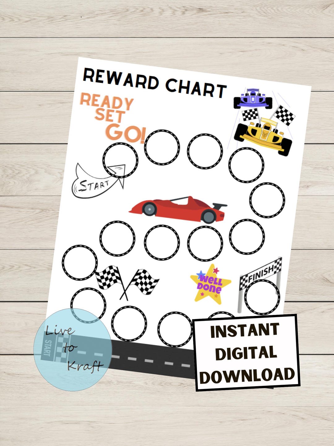 Race Car Reward Journey Chart Instant Download PDF - Etsy