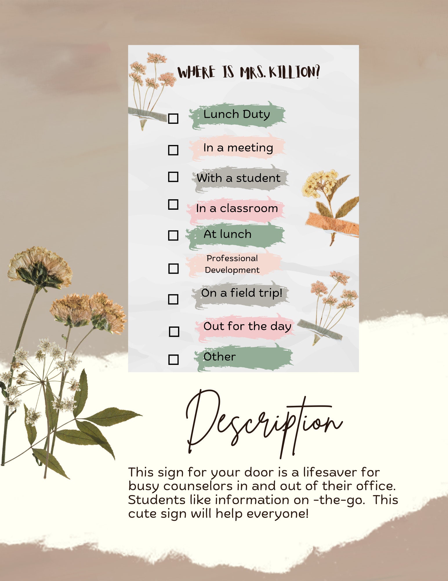 Out of the Office Sign, School Office Sign, Personalized School ...