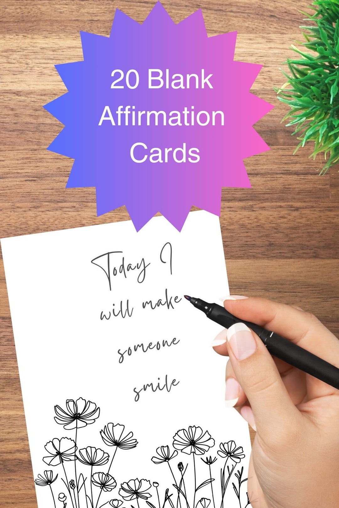 School Counseling, Blank Affirmation Cards, Simple Black and White ...