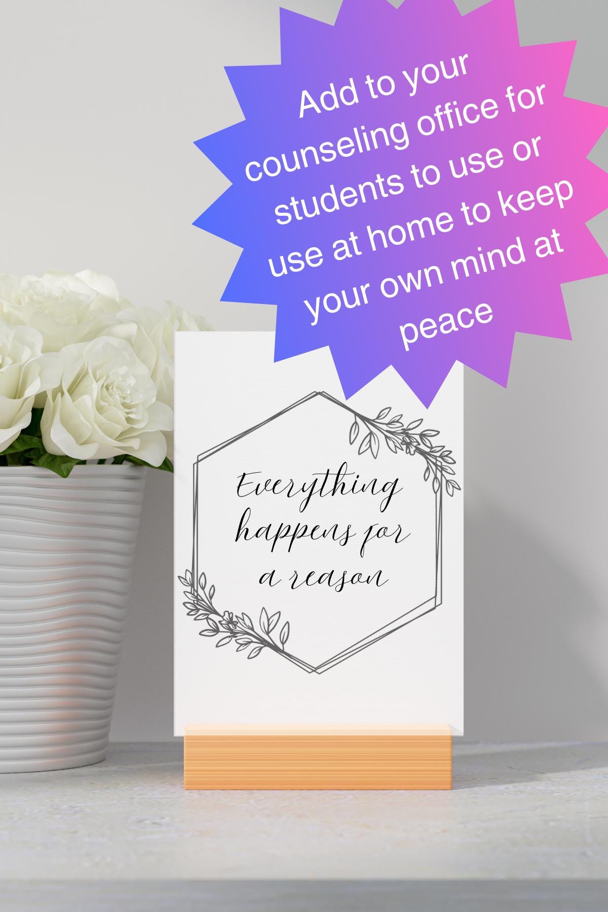 School Counseling, Blank Affirmation Cards, Simple Black and White ...