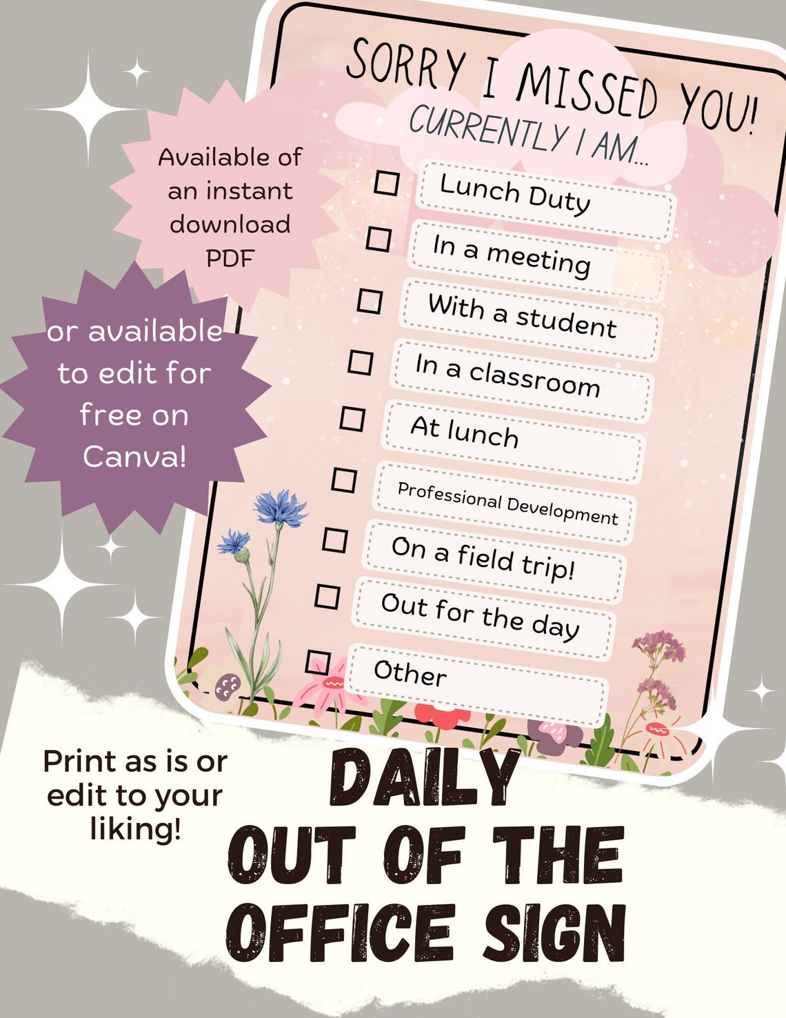 Out of the Office Sign, School Office Sign, Personalized School ...