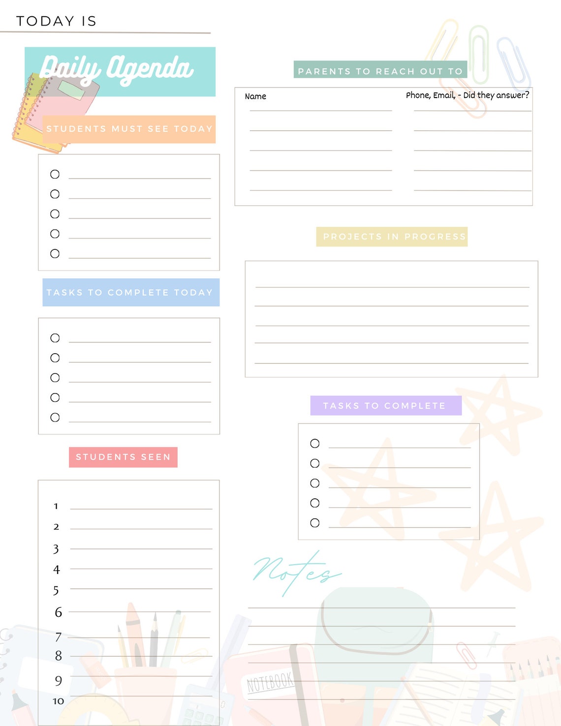 School Counselors Planner, School Counseling Daily Calendar, To-do ...