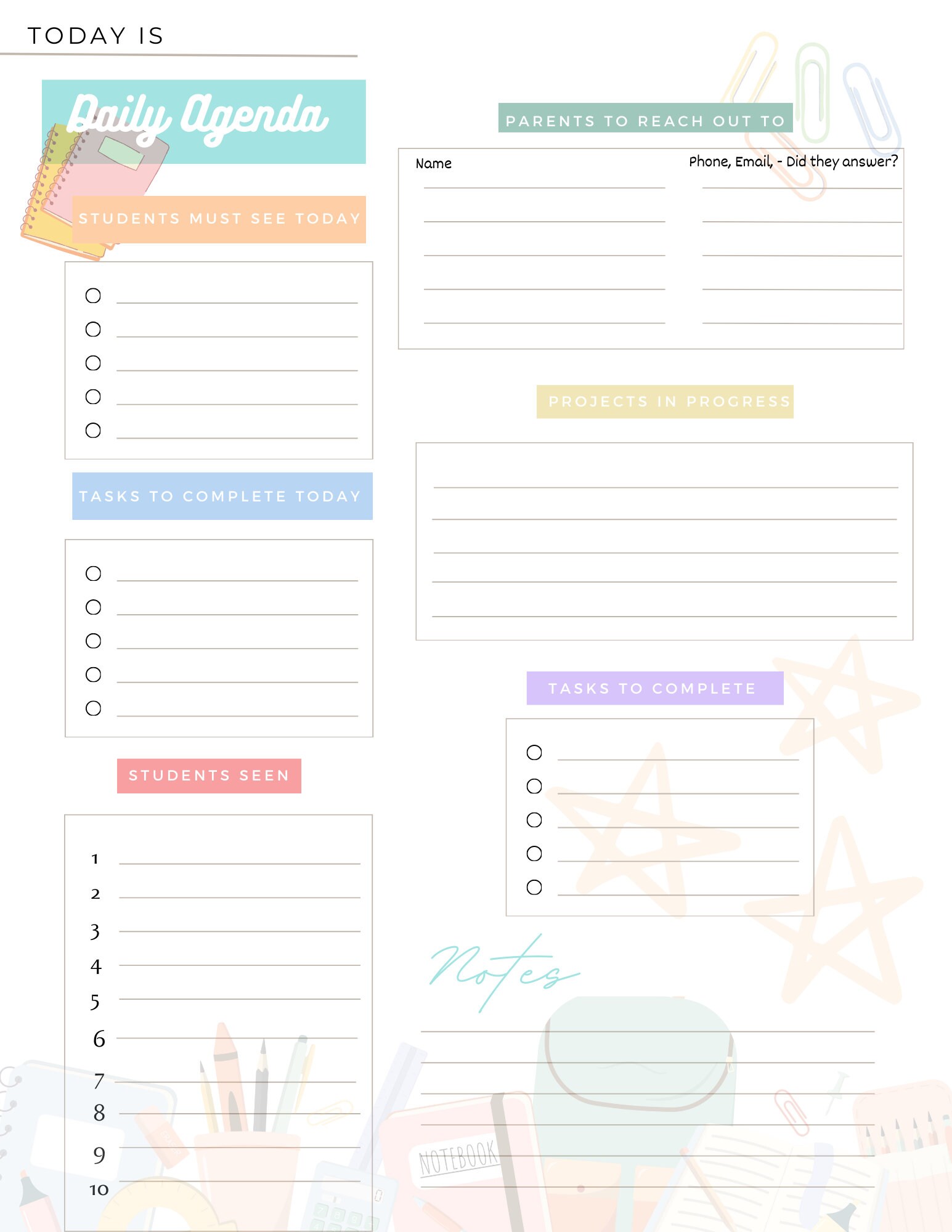 School Counselors Planner, School Counseling Daily Calendar, To-do ...
