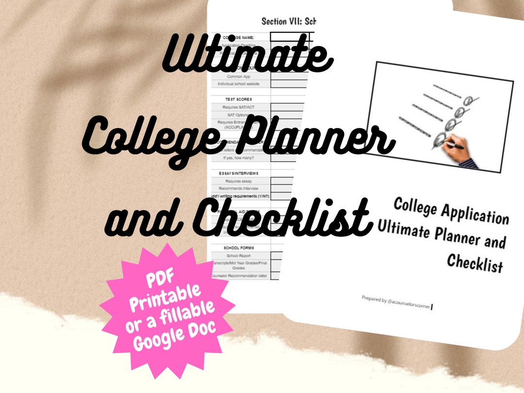College Application Organization, Checklist, Ultimate College Planner ...
