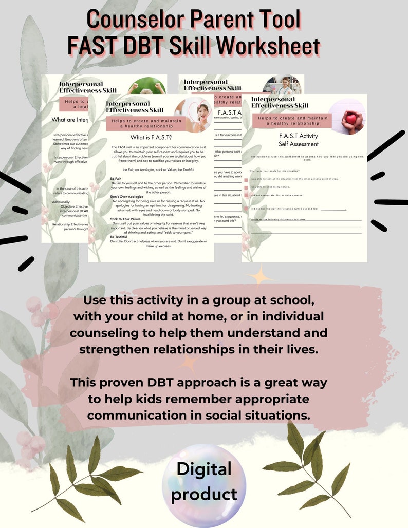 DBT Activity Book, FAST Skill, Interpersonal Effectiveness Skills ...