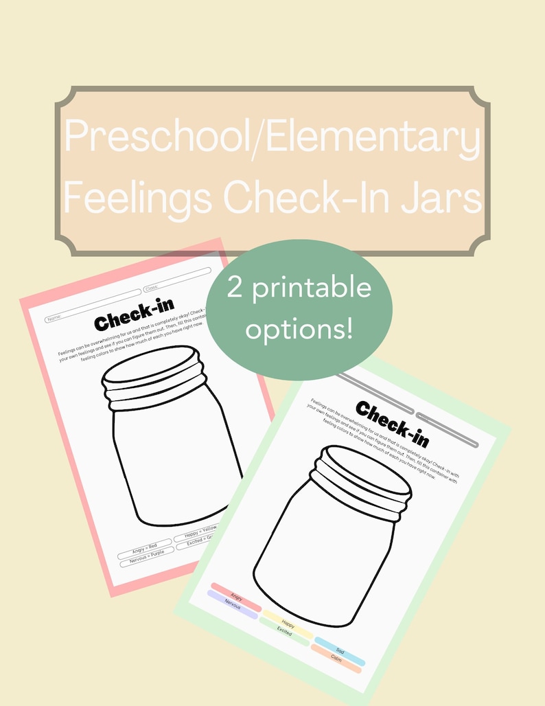 Feelings Check-in Jar, Emotion Worksheets for Kids (printable) - Etsy