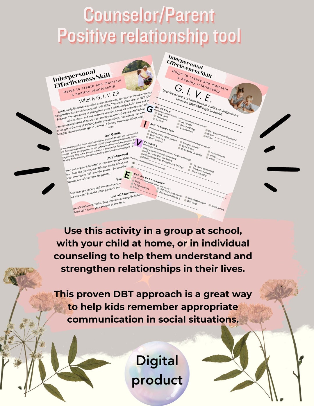 DBT Activity, GIVE Activity, Interpersonal Skills Activity for Kids ...