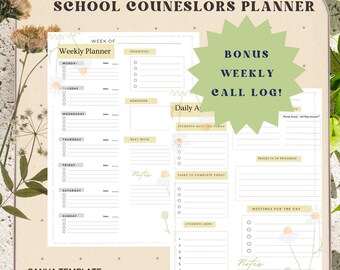 School Counselors Planner, School Counseling Daily Calendar, To-do ...