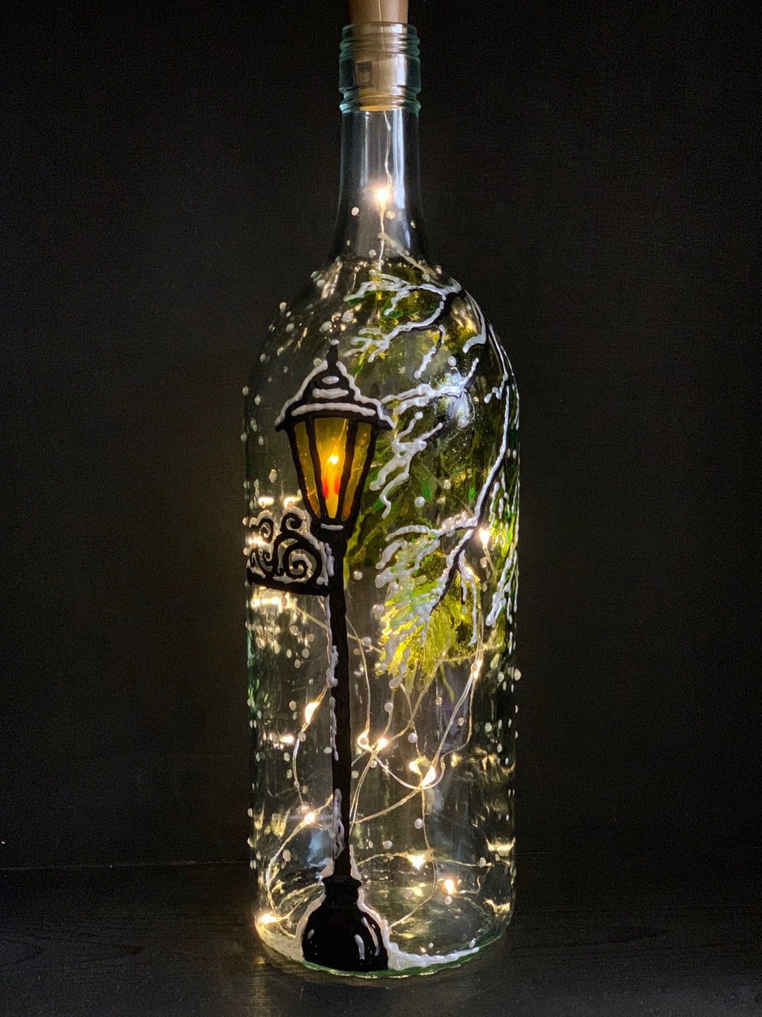 Narnia Lamp Post, Hand Painted Bottle With Fairy Lights - Etsy
