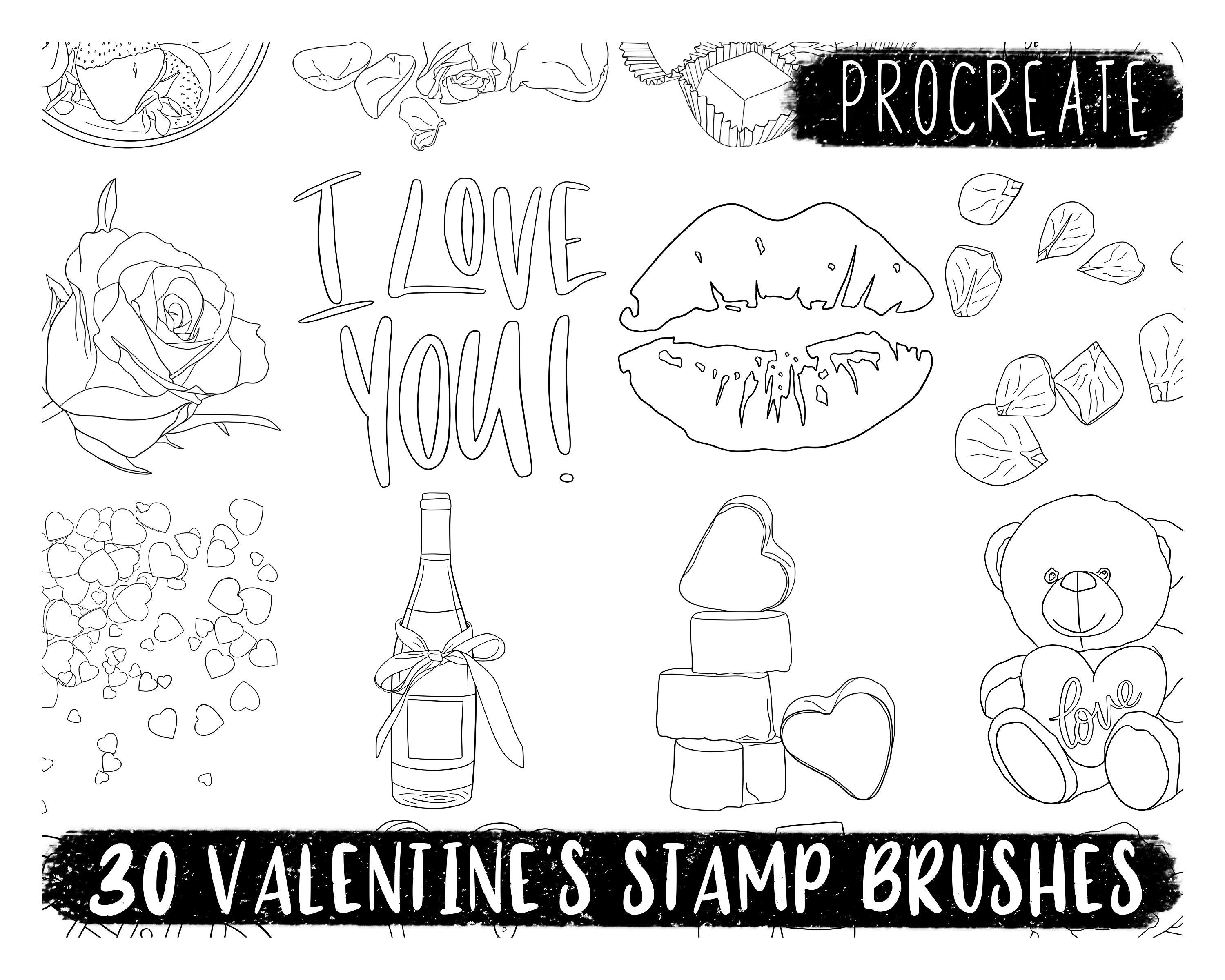 Drawing & Illustration Art & Collectibles Digital Heart Champagne Stamp ...
