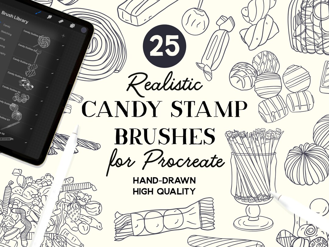 Procreate Candy Stamps, 25 Sweet Confectionery Stamp Brushes for ...