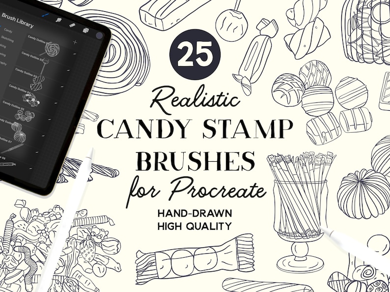 Procreate Candy Stamps, 25 Sweet Confectionery Stamp Brushes for ...