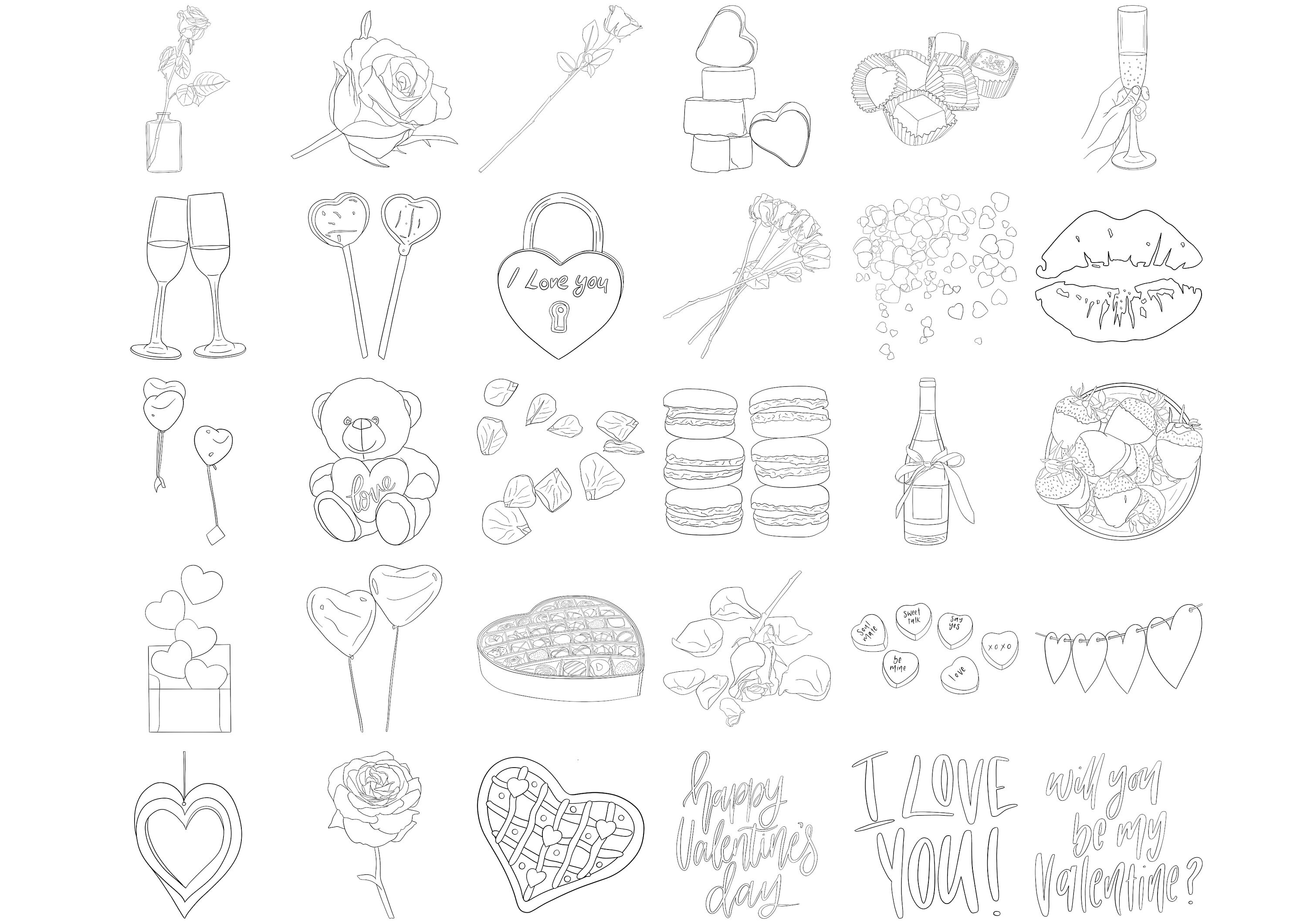 Drawing & Illustration Art & Collectibles Digital Heart Champagne Stamp ...