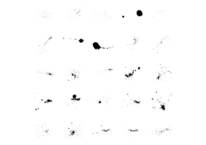 Procreate Splatter Stamps, 100 Ink Splash Stamp Brushes for Procreate ...