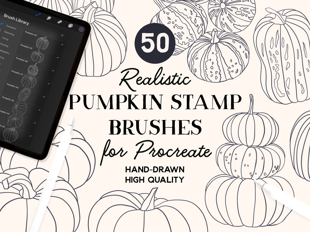 Procreate Pumpkin Stamps, 50 Pumpkin Fall Halloween Stamp Brushes for ...