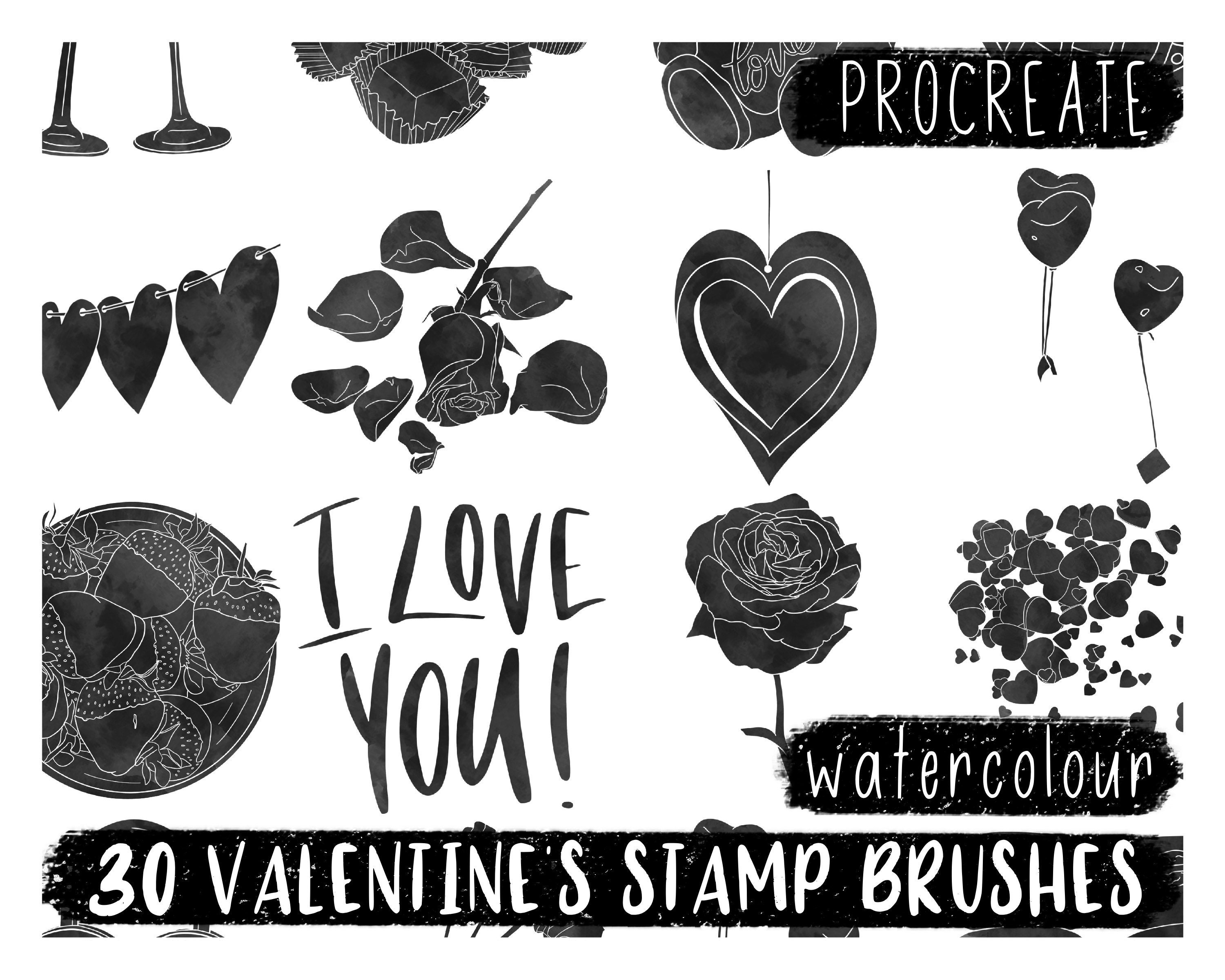 Drawing & Illustration Art & Collectibles Digital Heart Champagne Stamp ...