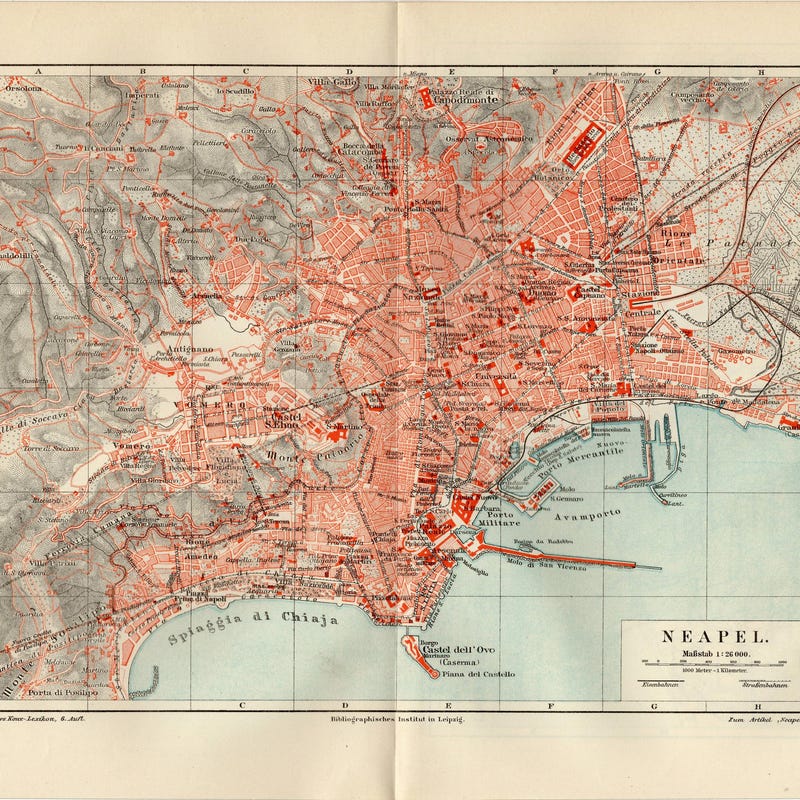 Map of Sights in Naples Italy - Etsy New Zealand