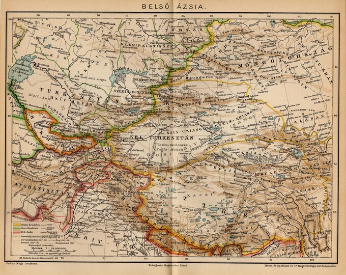 Reserved INNER ASIA MAP Central Asia Antique Map From 1893 - Etsy