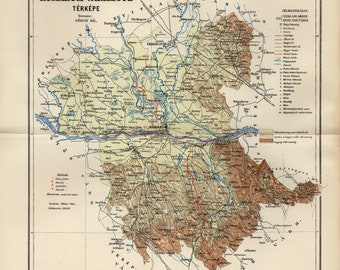 BORSOD COUNTY MAP Kingdom of Hungary From 1893 - Etsy