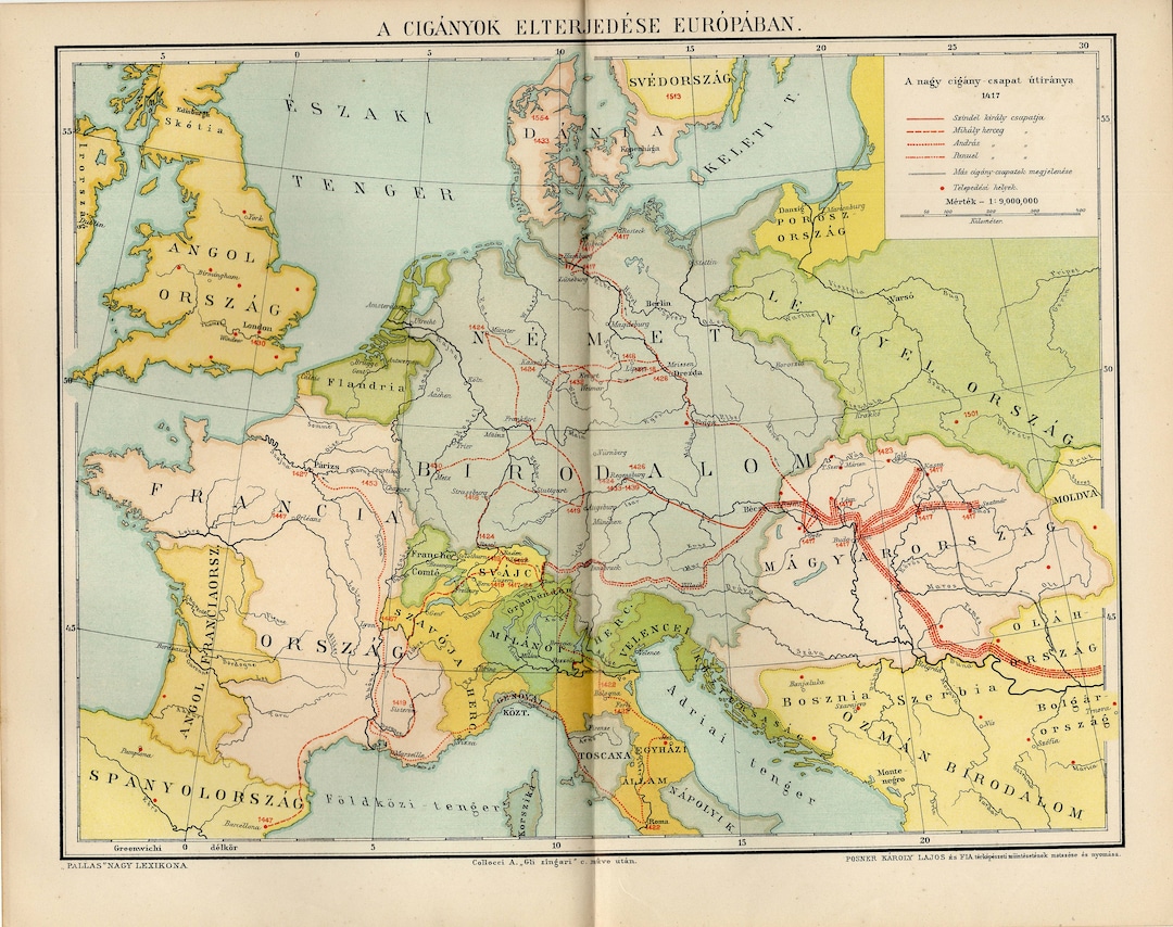 MIGRATION ROUTES of ROMANI People Antique Map From 1893 - Etsy